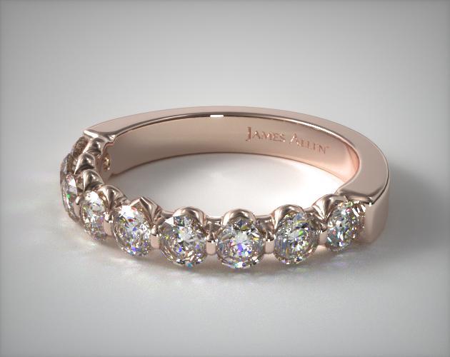 18k Rose Gold 1.00CTW. Bar Set Diamond Anniversary Ring-12099r