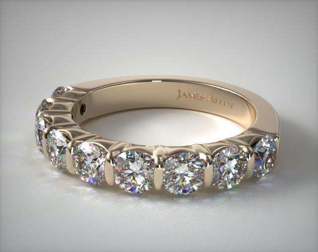 14K Yellow Gold 1.50CTW. Bar Set Diamond Anniversary Ring-12102y14