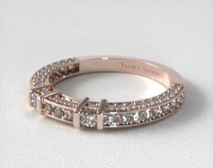 14K Rose Gold Bar Set and Three Sided Pavé Diamond Engagement Ring-11101r14