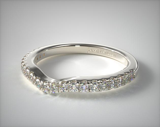 Platinum Pavé Shoulder Matching Wedding Ring-15550p
