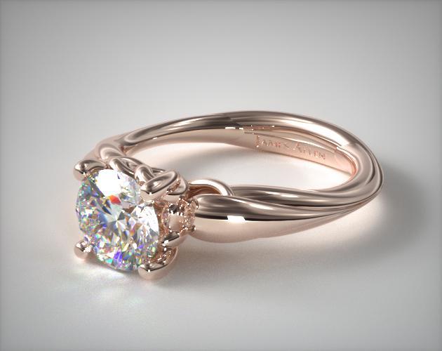 14K Rose Gold Stone Heart Diamond Engagement Ring-17011r14