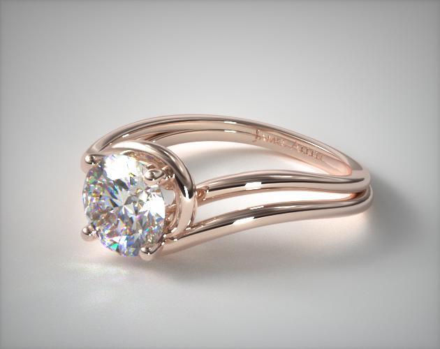14K Rose Gold Wire By-Pass Diamond Engagement Ring-17025r