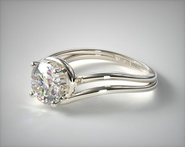 14K White Gold Wire By-Pass Diamond Engagement Ring