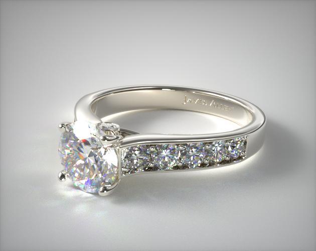 Cross Prong Pave Set Surprise Diamond Engagement Ring | Platinum | 17123P