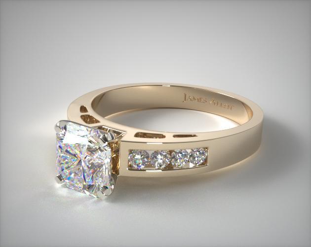14K Yellow Gold Channel Set Diamond Engagement Ring