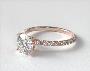 14K Rose Gold Thin French Cut Pavé Set Diamond Engagement Ring-17158r14