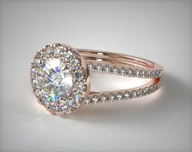 14K Rose Gold Open Split Shank Diamond Engagement Ring-17188r14