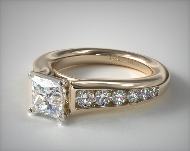 18K Yellow Gold Graduated Channel Engagement Ring