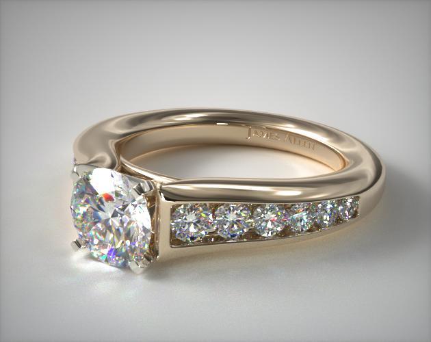 14K Yellow Gold Graduated Channel Engagement Ring-17434y14