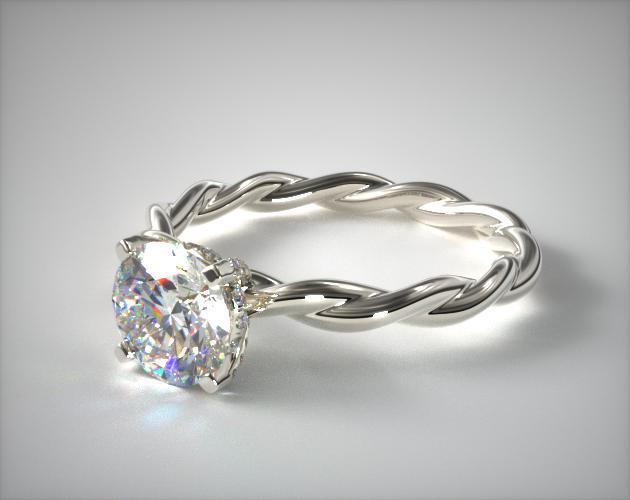 18K White Gold Petite Twisted Engagement Ring-17470w