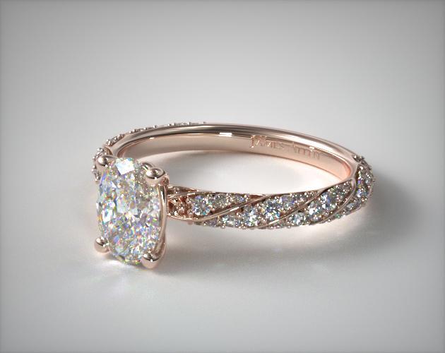 14K Rose Gold Twisted Pavé Engagement Ring