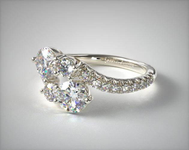14K White Gold Two Stone Diamond Engagement Ring