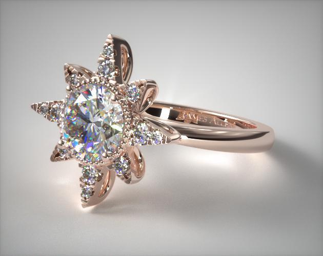 14K Rose Gold Compass Point Pavé Ring