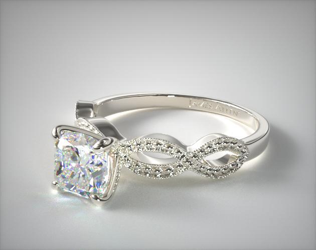 14K White Gold Vintage Infinity Engagement Ring