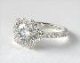 engagement rings, vintage, 14k white gold pave antique clover ...