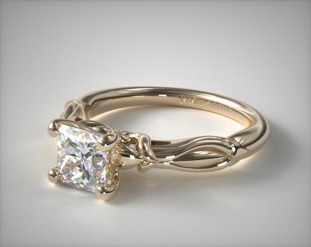 14K Yellow Gold Wrapped Hearts Bombay Engagement Ring