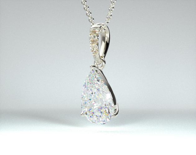 18K White Gold 0.25ct Pavé Bail Diamond Pendant