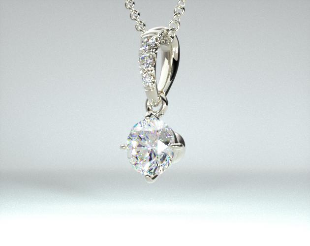 18K White Gold Pavé Bail Diamond Pendant (0.25 CTW.)-58113w1b