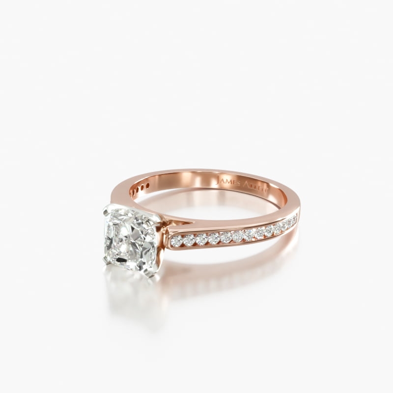 14K Rose Gold Thin Channel Set Round Shaped Diamond Engagement Ring