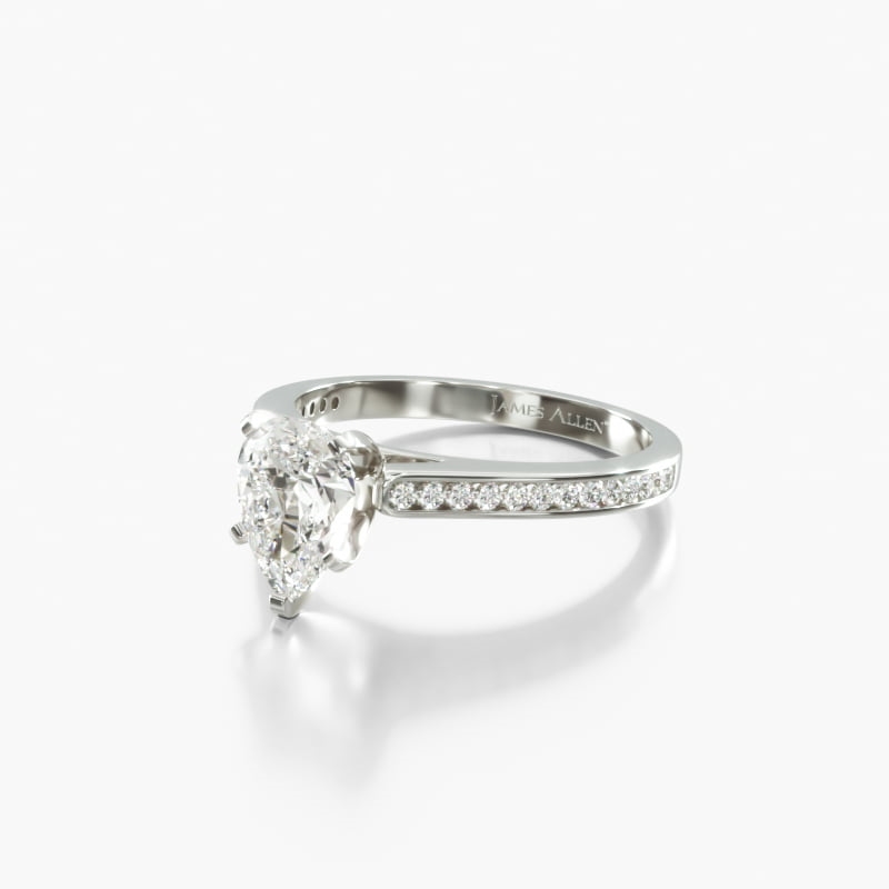 Platinum Thin Channel Set Round Shaped Diamond Engagement Ring