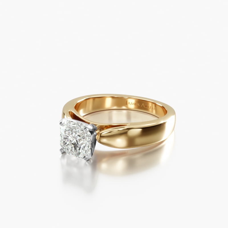 14K Yellow Gold 3.8mm Rounded Cathedral Solitaire Engagement Ring