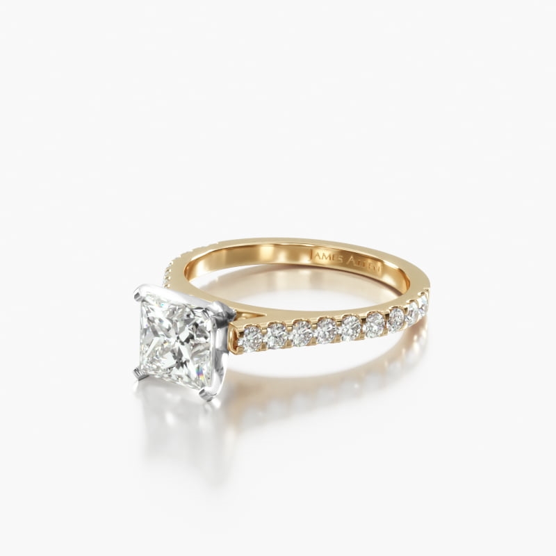 14K Yellow Gold Common Prong Round Shaped Diamond Engagement Ring