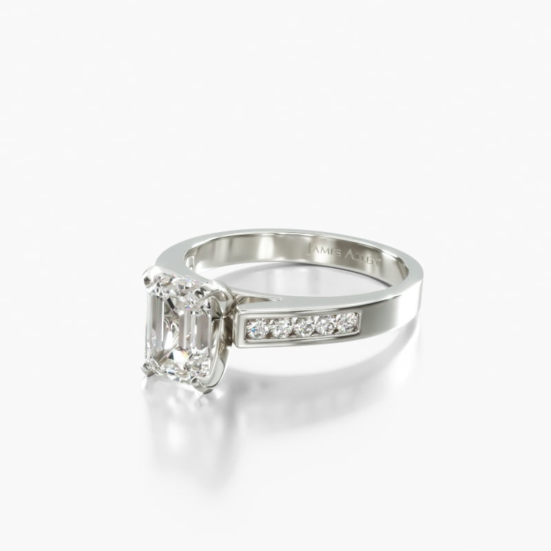 14K White Gold Channel Set Round Shaped Diamond Engagement Ring