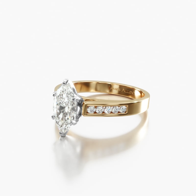 14K Yellow Gold Channel Set Round Shaped Diamond Engagement Ring