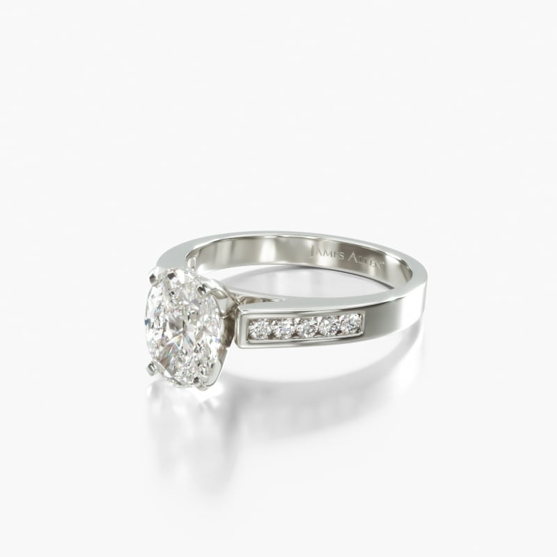 14K White Gold Channel Set Round Shaped Diamond Engagement Ring