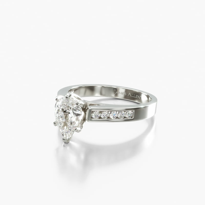 14K White Gold Channel Set Round Shaped Diamond Engagement Ring