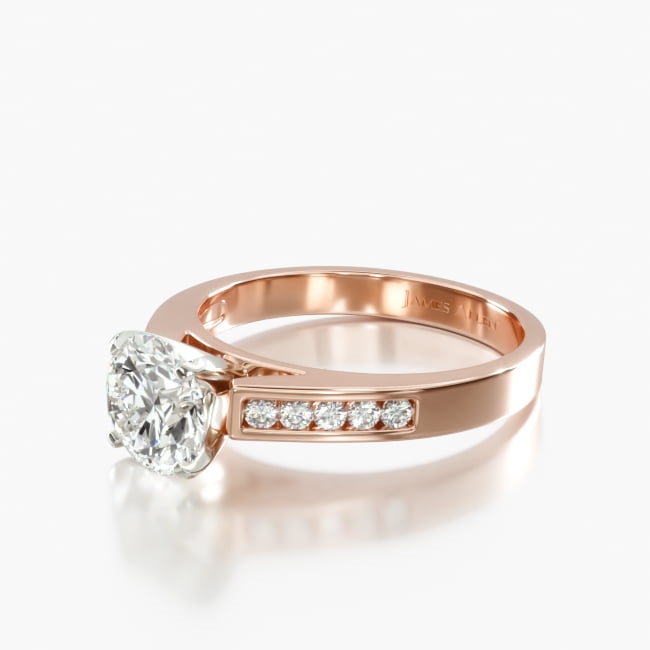 14K Rose Gold 0.10ct Channel Set Diamond Wedding Ring-14066r14