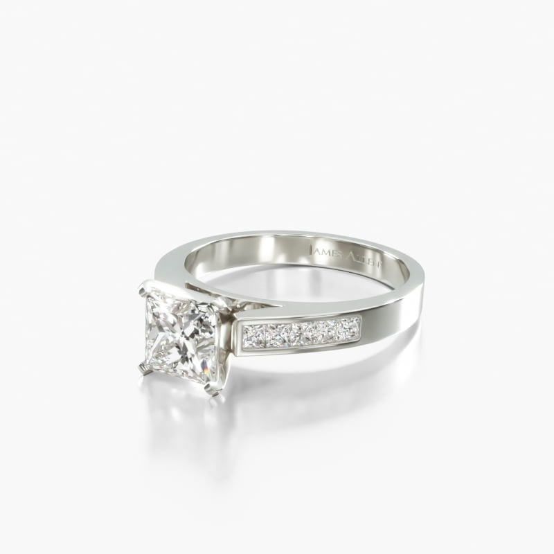 18K White Gold 0.25ct Channel Set Princess Shaped Diamond Engagement Ring