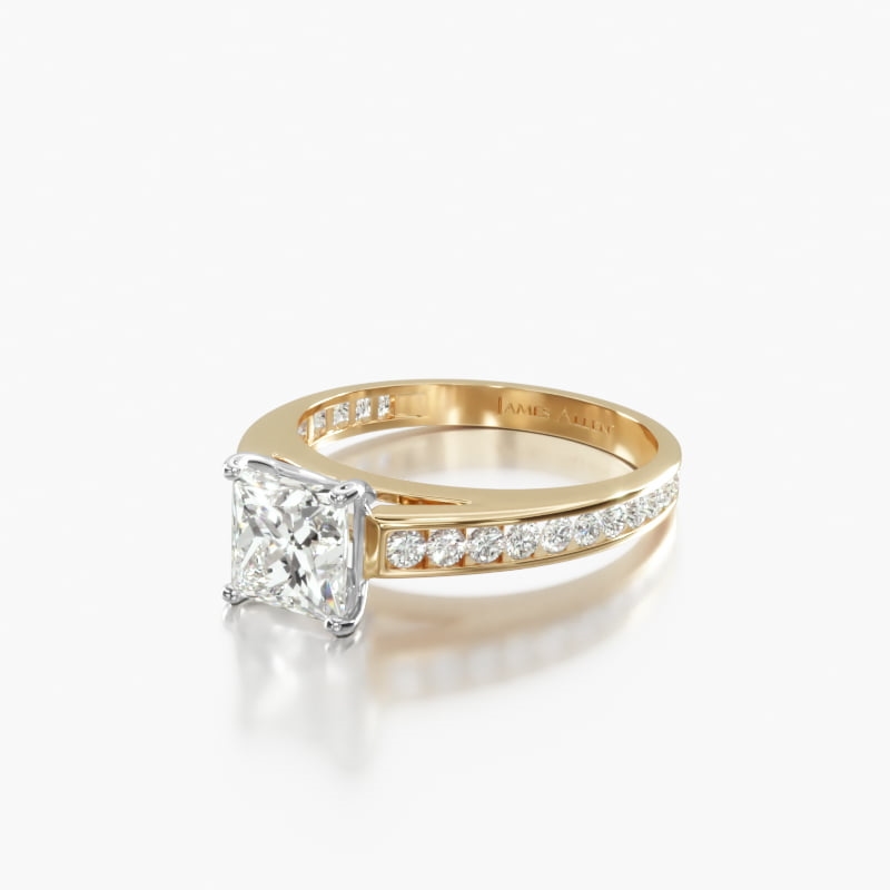 18K Yellow Gold Channel Set Round Diamond Engagement Ring