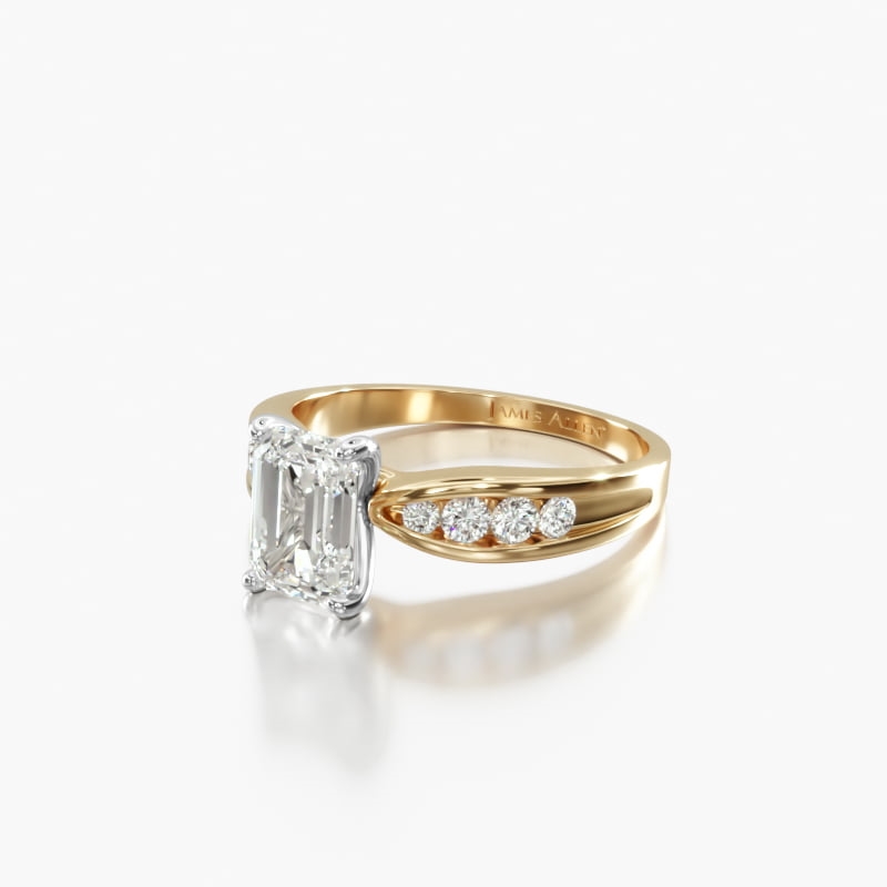 14K Yellow Gold Bow-Tie Channel Set Diamond Engagement Ring