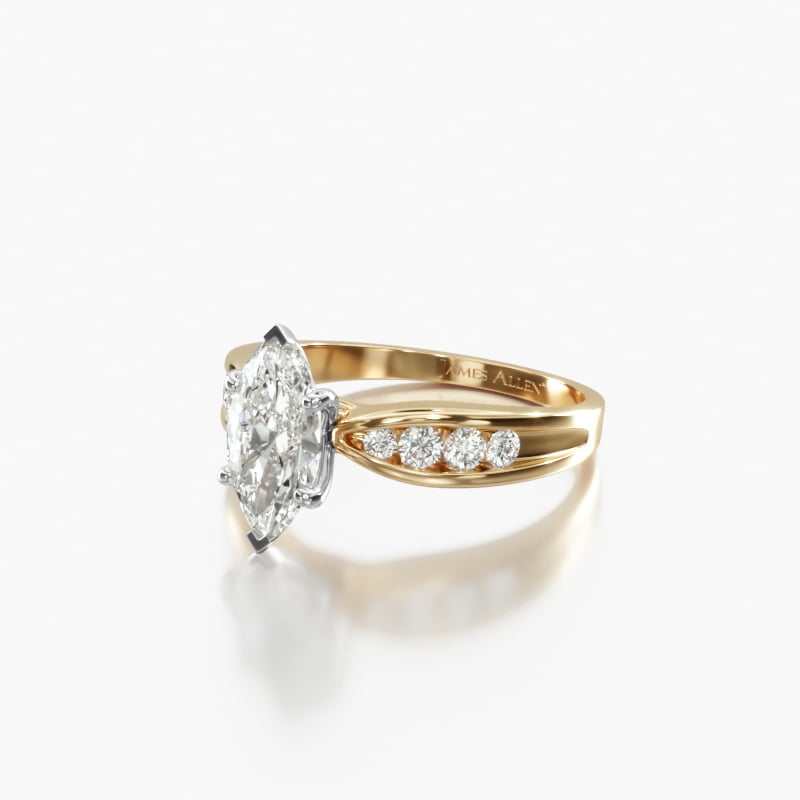 14K Yellow Gold Bow-Tie Channel Set Diamond Engagement Ring