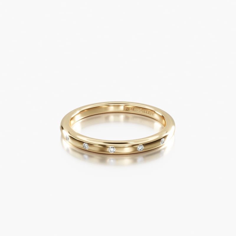 18K Yellow Gold Sleek Accent Diamond Ring-15029y