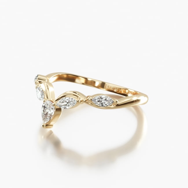 14K Yellow Gold Floral Diamond Vine Engagment Ring-18141y14