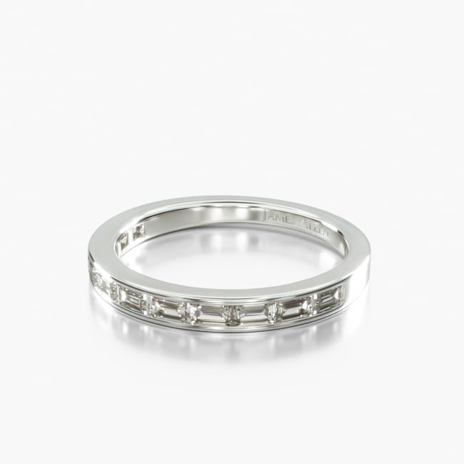 14K White Gold Baguette Diamond Line Engagement Ring-18143w14