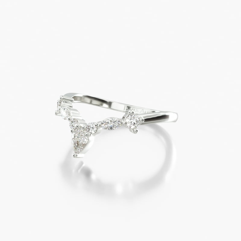 14K White Gold Diamond Contour Wedding Ring-15146w14