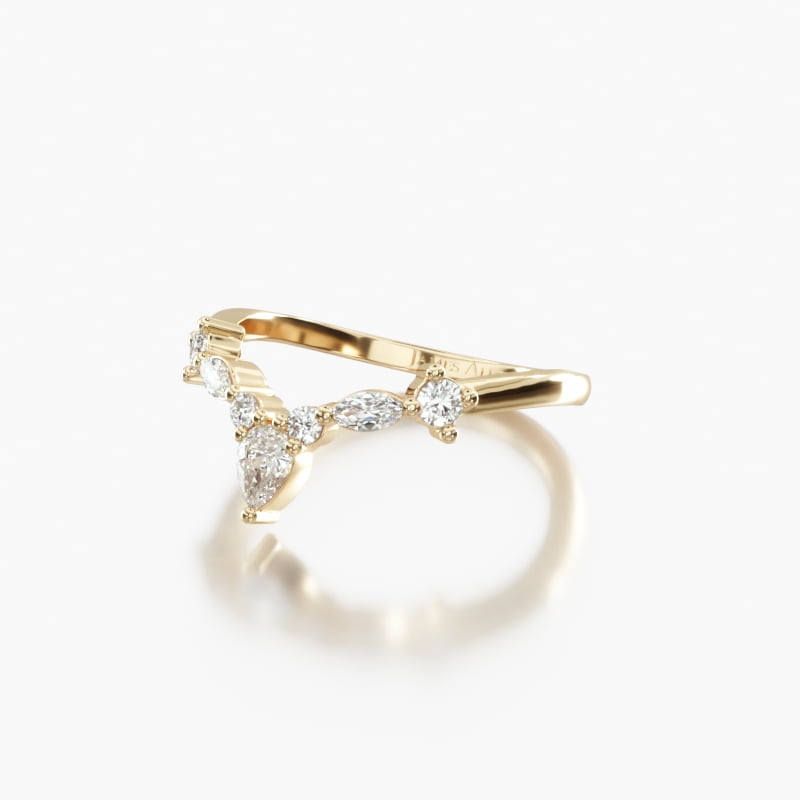 14K Yellow Gold Diamond Contour Wedding Ring-15146y14