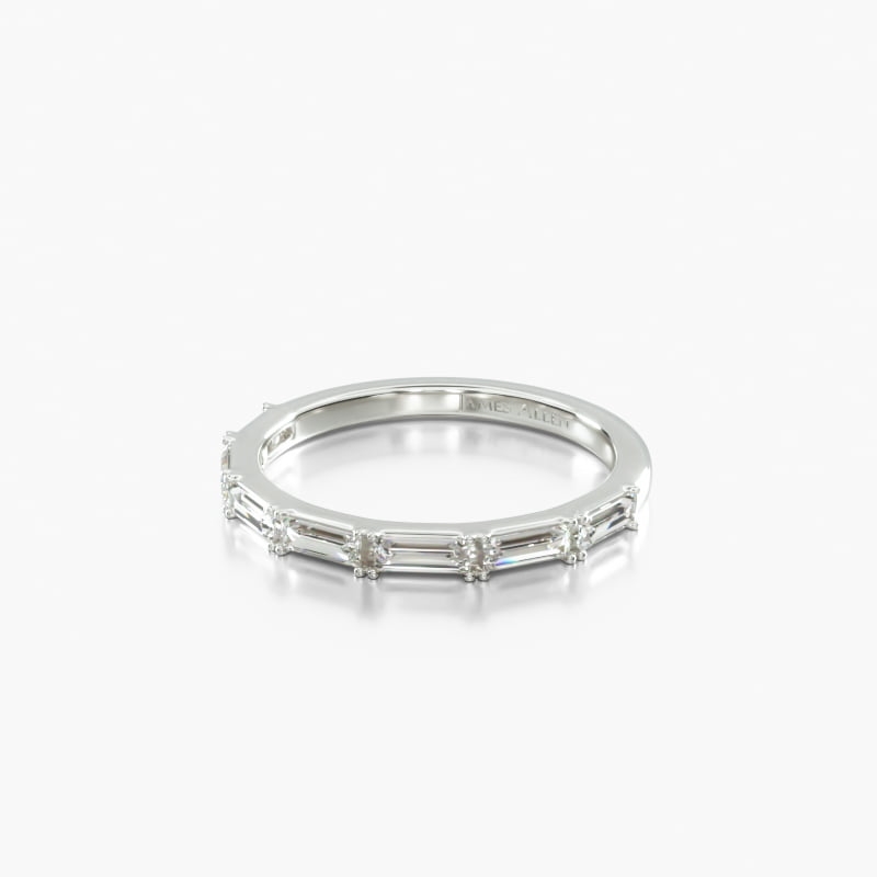 14K White Gold Floating Diamond Line Wedding Ring-15147w14