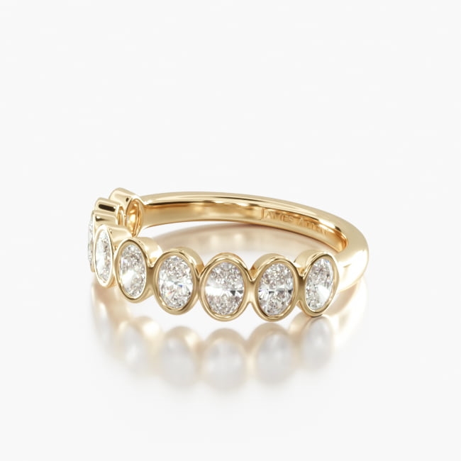 14K Yellow Gold Bezel Set Oval Diamond Eternity Ring-151541y14