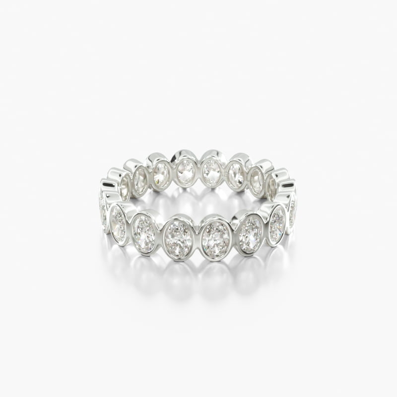 14K White Gold Bezel Set Oval Diamond Eternity Ring-151541w14