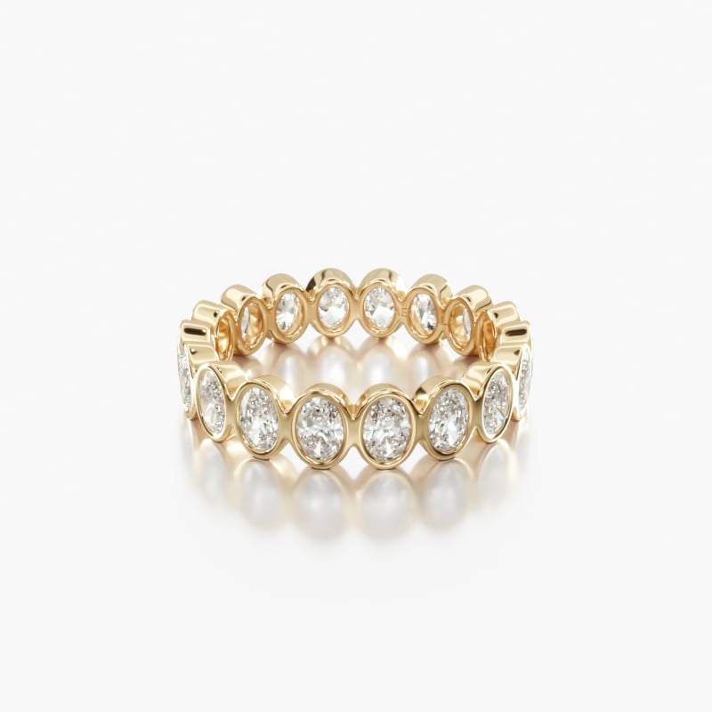 14K Yellow Gold Bezel Set Oval Diamond Eternity Ring-151541y14
