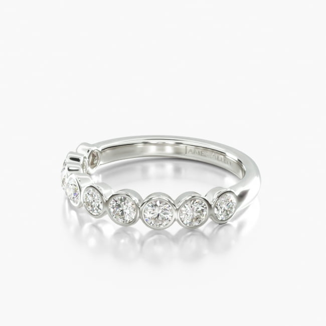 14K White Gold Bezel Set Round Diamond Eternity Ring-151551w14