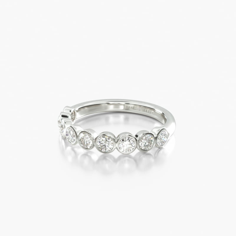 Platinum Bezel Set Round Diamond Wedding Ring-15155p