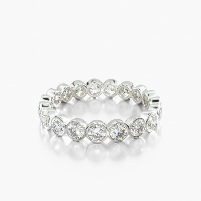 14K White Gold Bezel Set Round Diamond Engagement Ring-18155w14