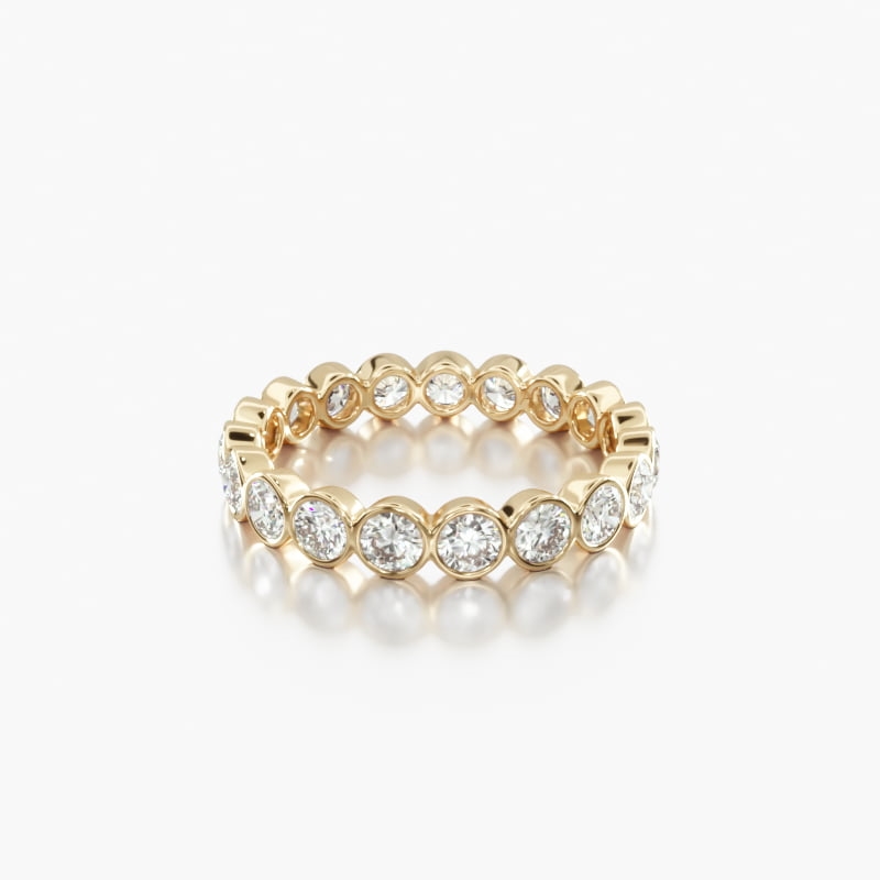 14K Yellow Gold Bezel Set Round Diamond Eternity Ring-151551y14