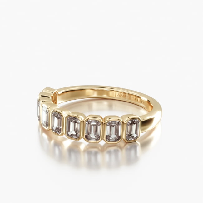 14K Yellow Gold Bezel Set Emerald Cut Diamond Eternity Ring-151581y14