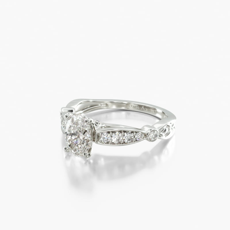 Platinum Embossed Diamond Engagement Ring